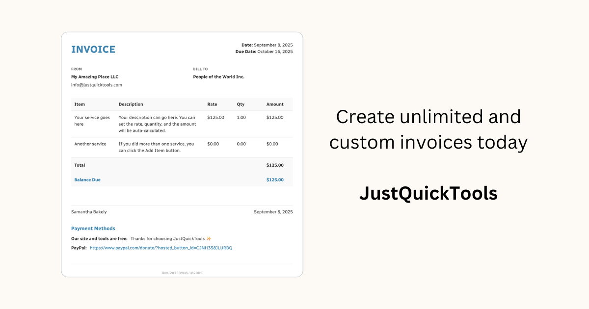 Invoice Generator - JustQuickTools